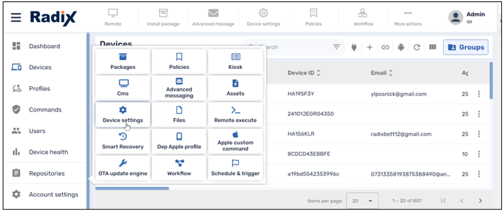 Undoing a Device Setting - Radix MDM – Radix Technologies