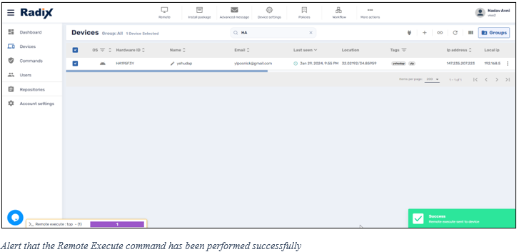 Using Remote Execute to Adjust Device Settings – Radix Technologies